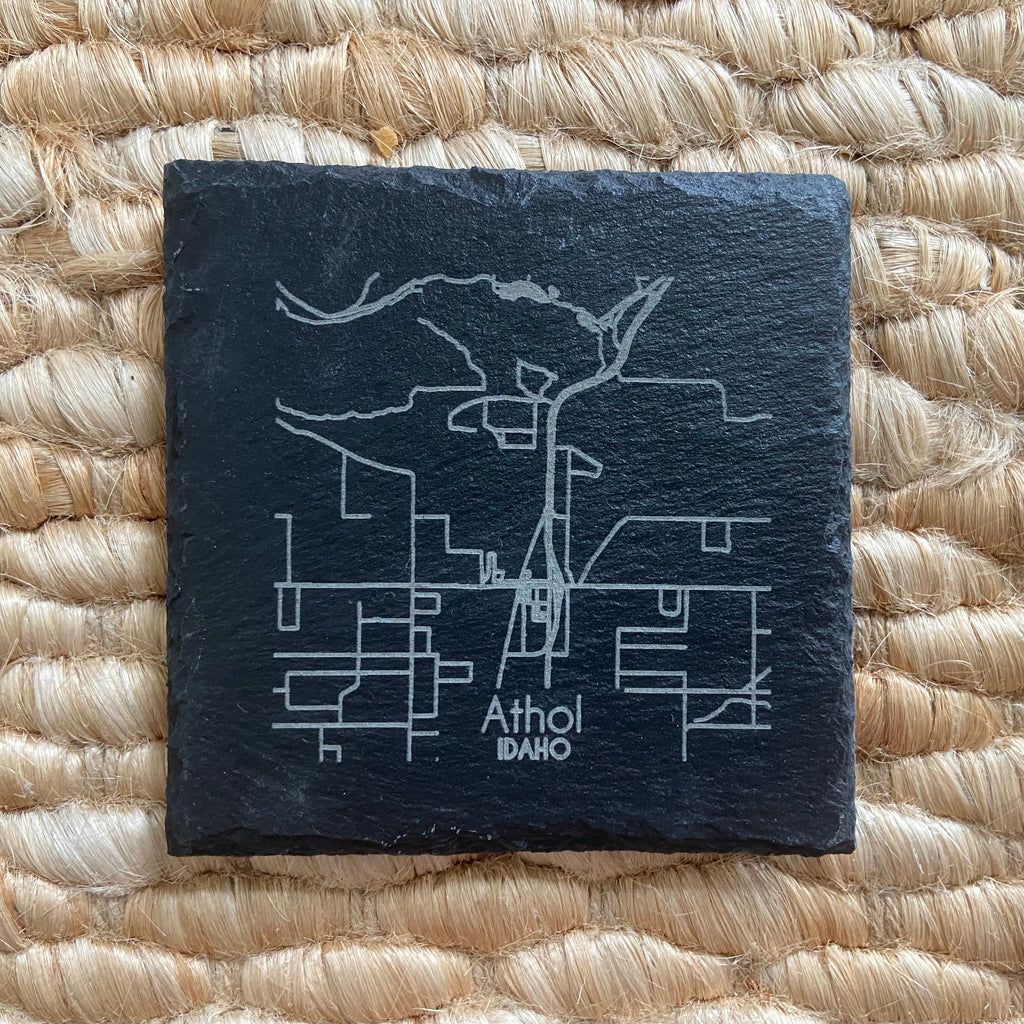 Rathdrum Map, Idaho Slate Coaster – North Idaho Made