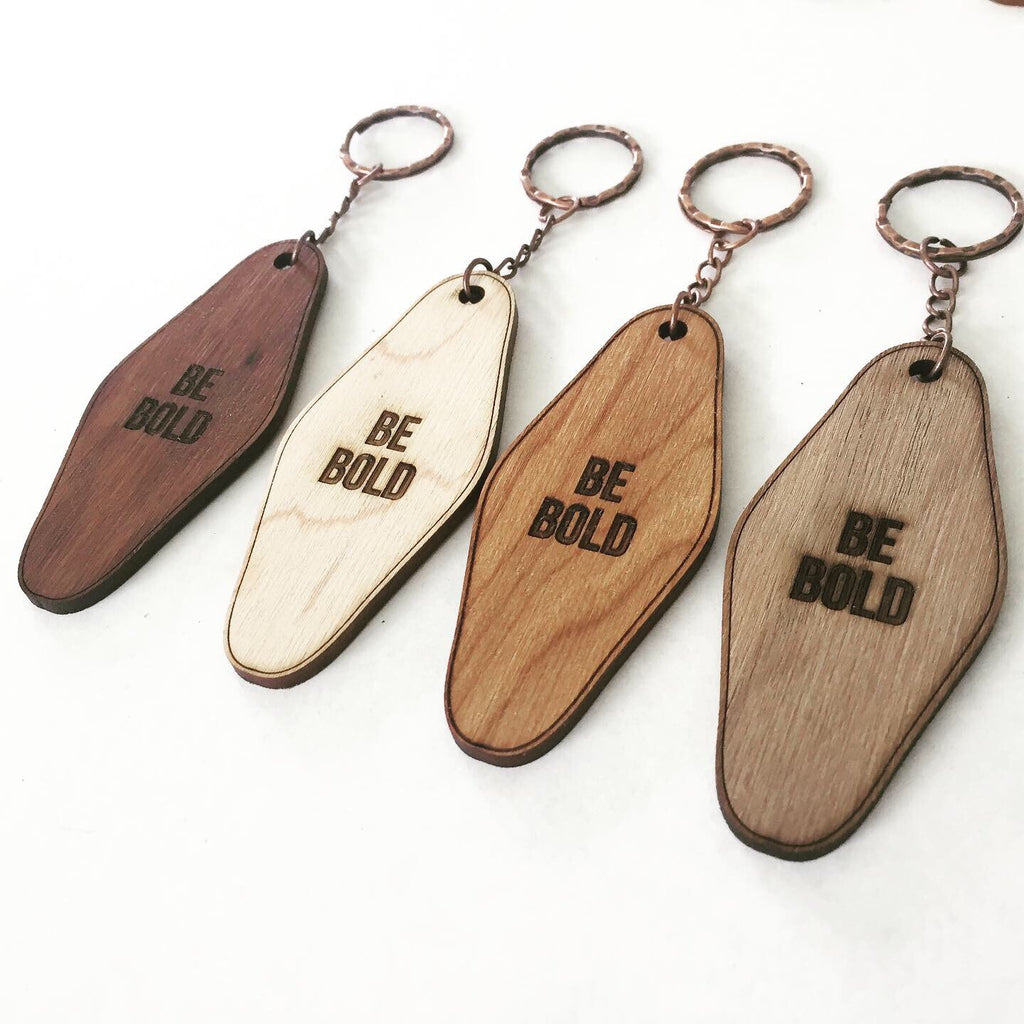 Retro Hotel Keychain - Wood Engraved – North Idaho Made
