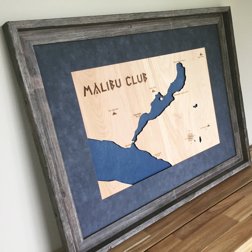 Malibu, Canada - Princess Louisa Inlet Engraved 3-D Wood Map Wall Hang ...