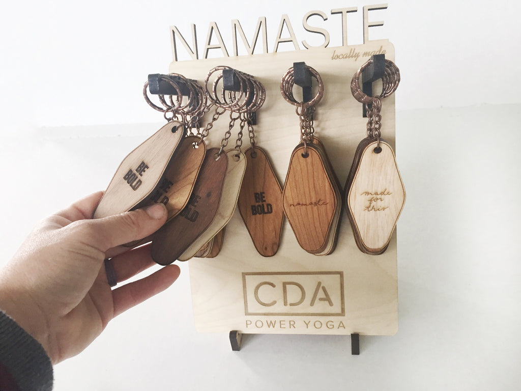 Retro Hotel Keychain - Wood Engraved – North Idaho Made